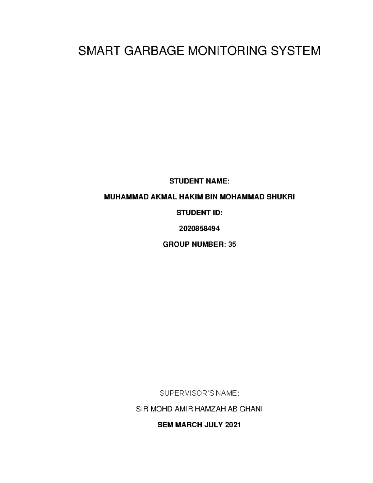 FYP1 EEE358 Proposal Muhammad Akmal Hakim BIN Mohammad Shukri ...
