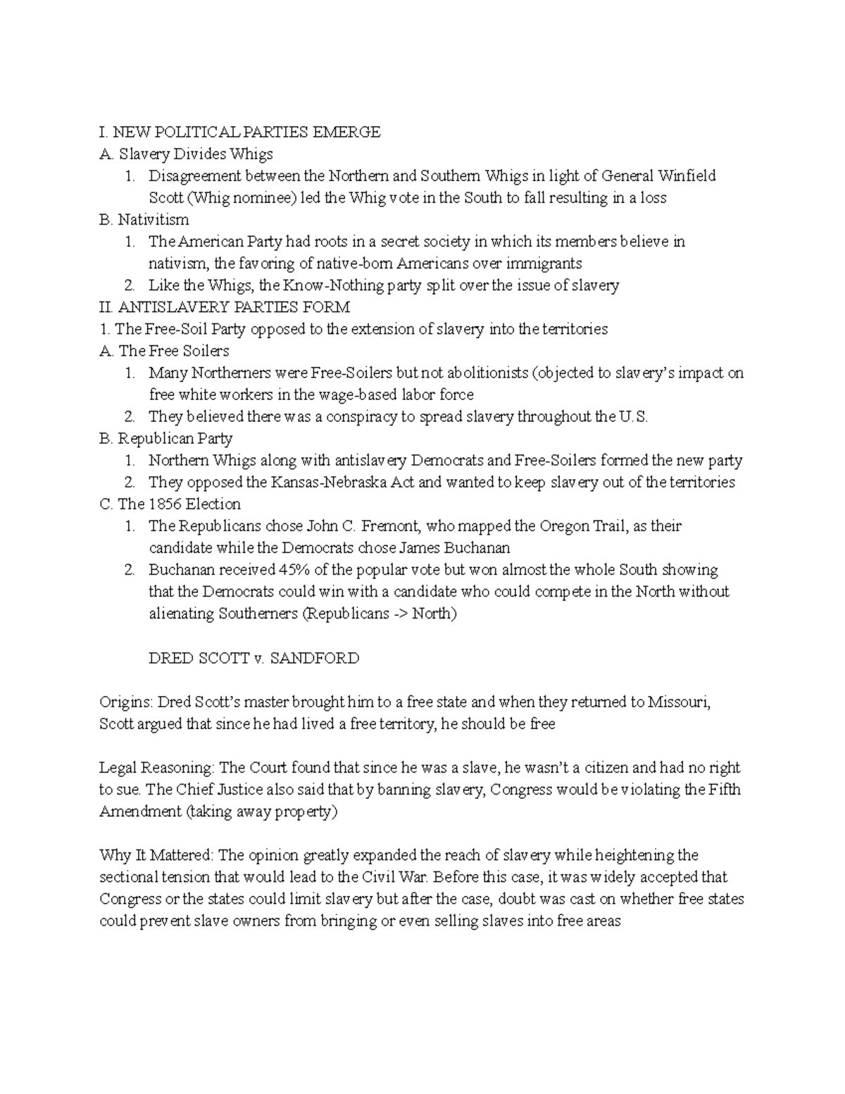 Republican Party/Dred Scott - I. NEW POLITICAL PARTIES EMERGE A ...