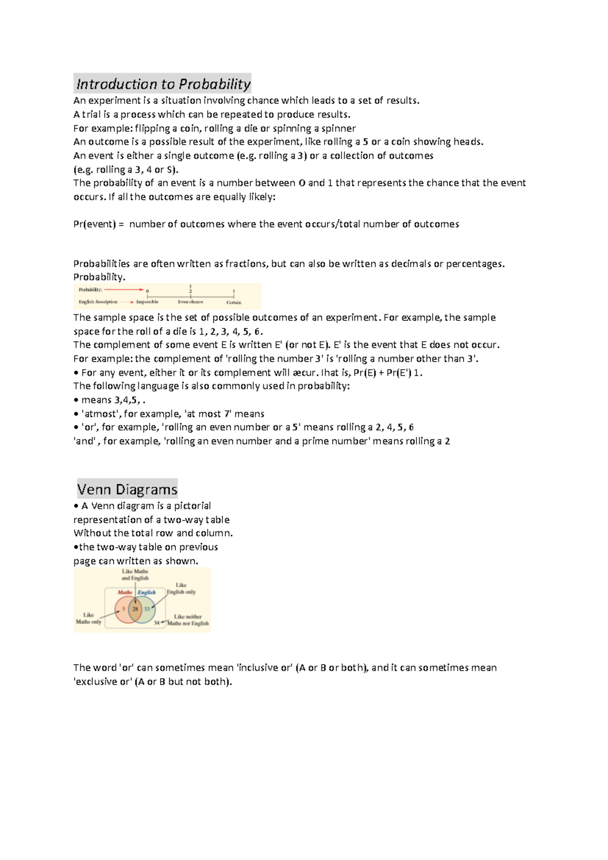 Probability Key Ideas - Introduction to Probability An experiment is a ...
