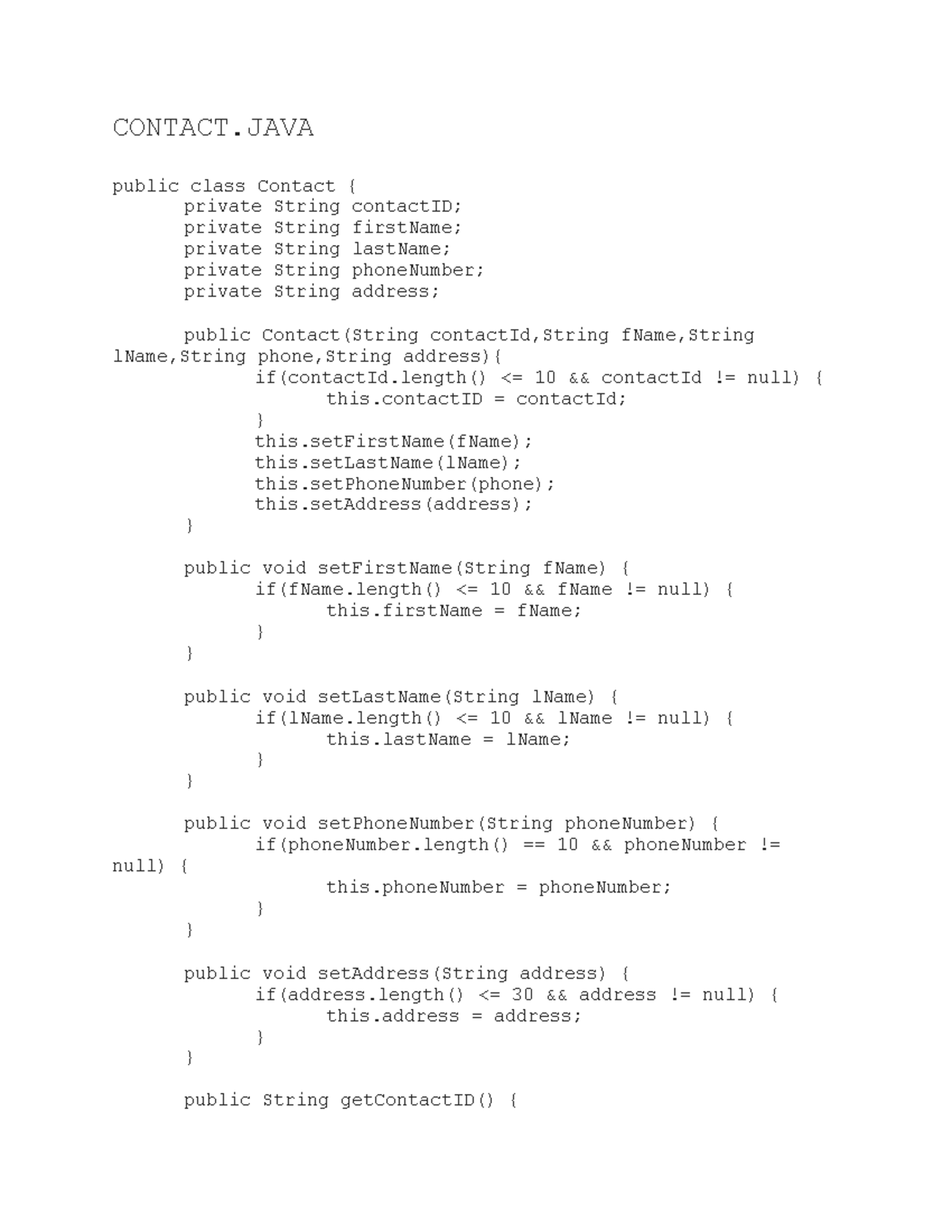 Contact - util; public class ContactService { ArrayList contacts ...