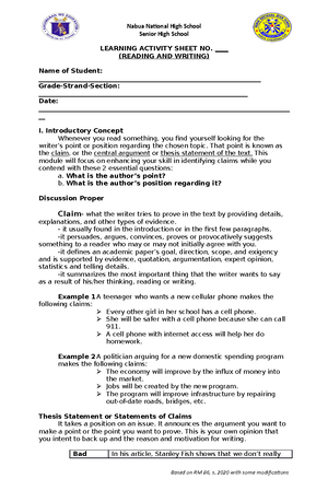 3is Learning-Activity-Sheets No - INTRODUCTORY CONCEPT LEARNING SKILLS ...
