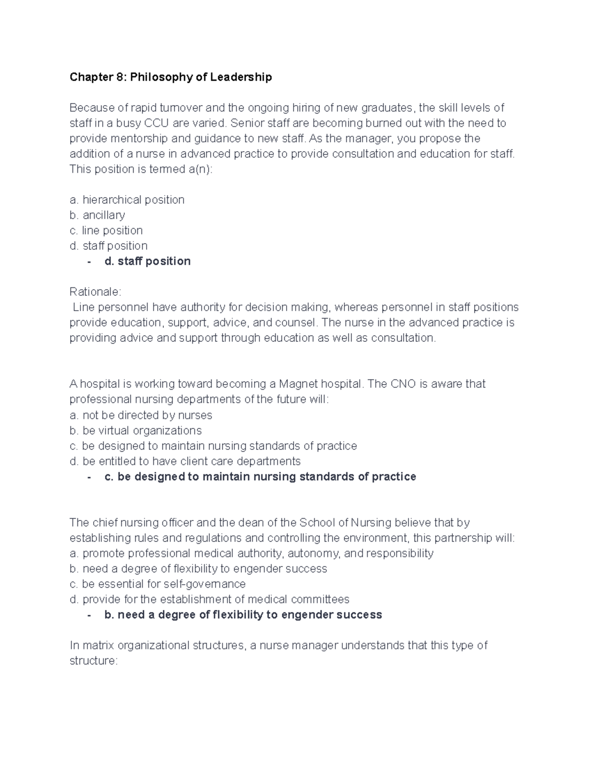 Chapter 8 Philosophy of Leadership - Chapter 8: Philosophy of ...