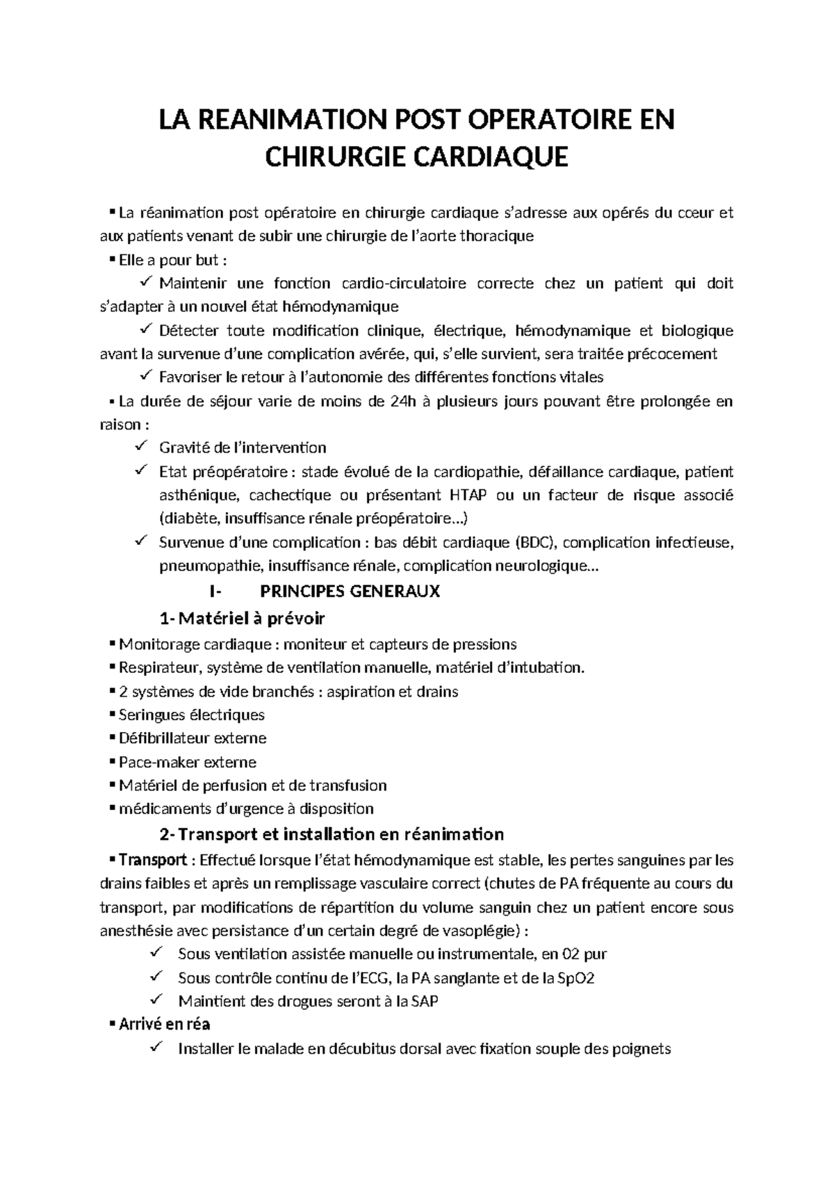 12.LA Reanimation POST Operatoire EN Chirurgie Cardiaque 12 - LA ...