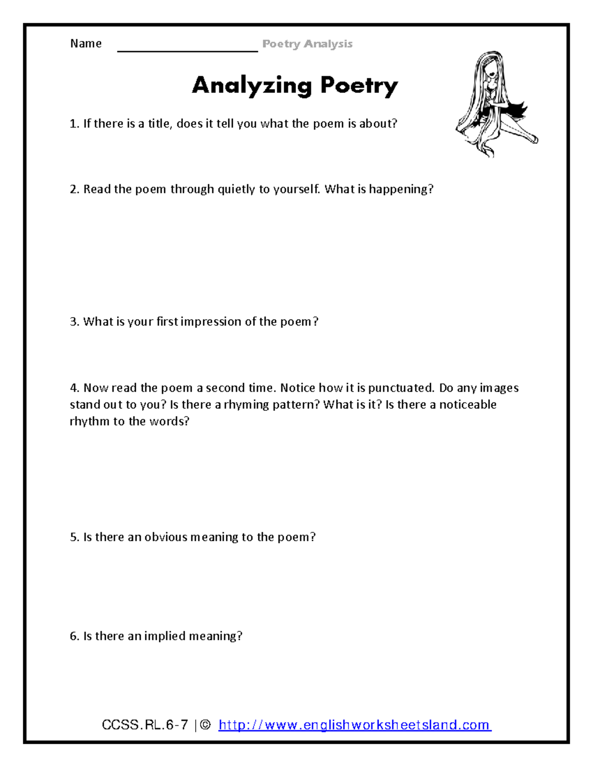 1analyze poem - Poem analysis - Name Poetry Analysis CCSS.RL-7 ...