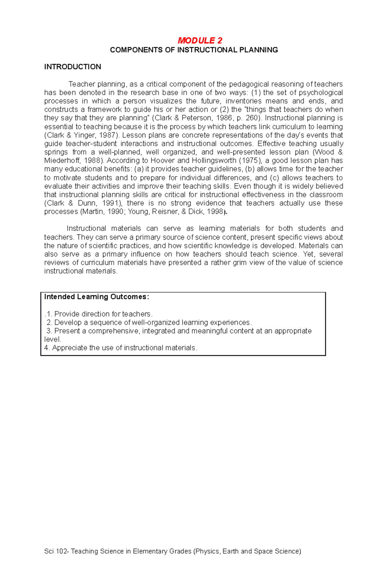 Module 2 Sci 102 Teaching Science in Elem gradesphysics earth and space ...