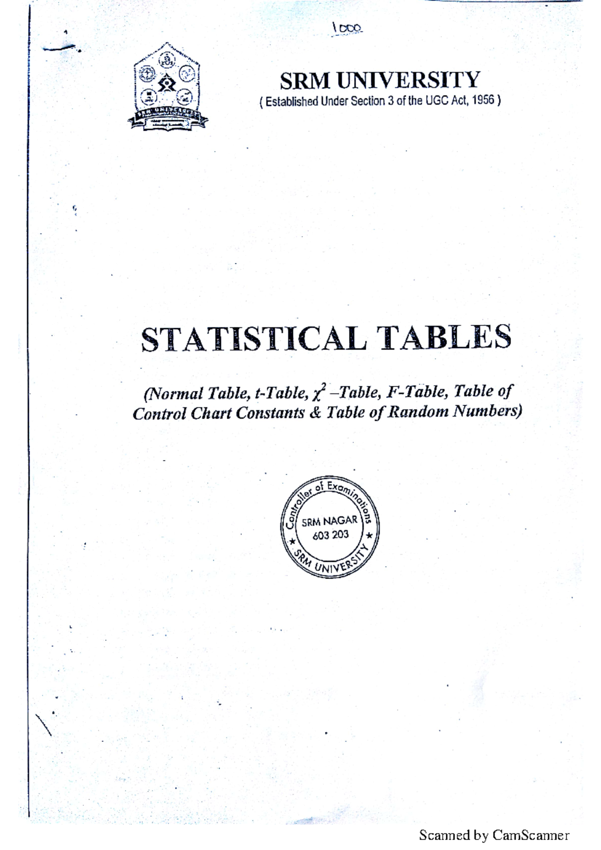 Statistical Table - Probability and Queuing Theory - Studocu