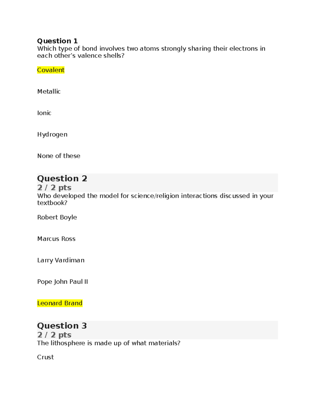 Quiz Introduction to Earth Science and Minerals - Question 1 Which type ...