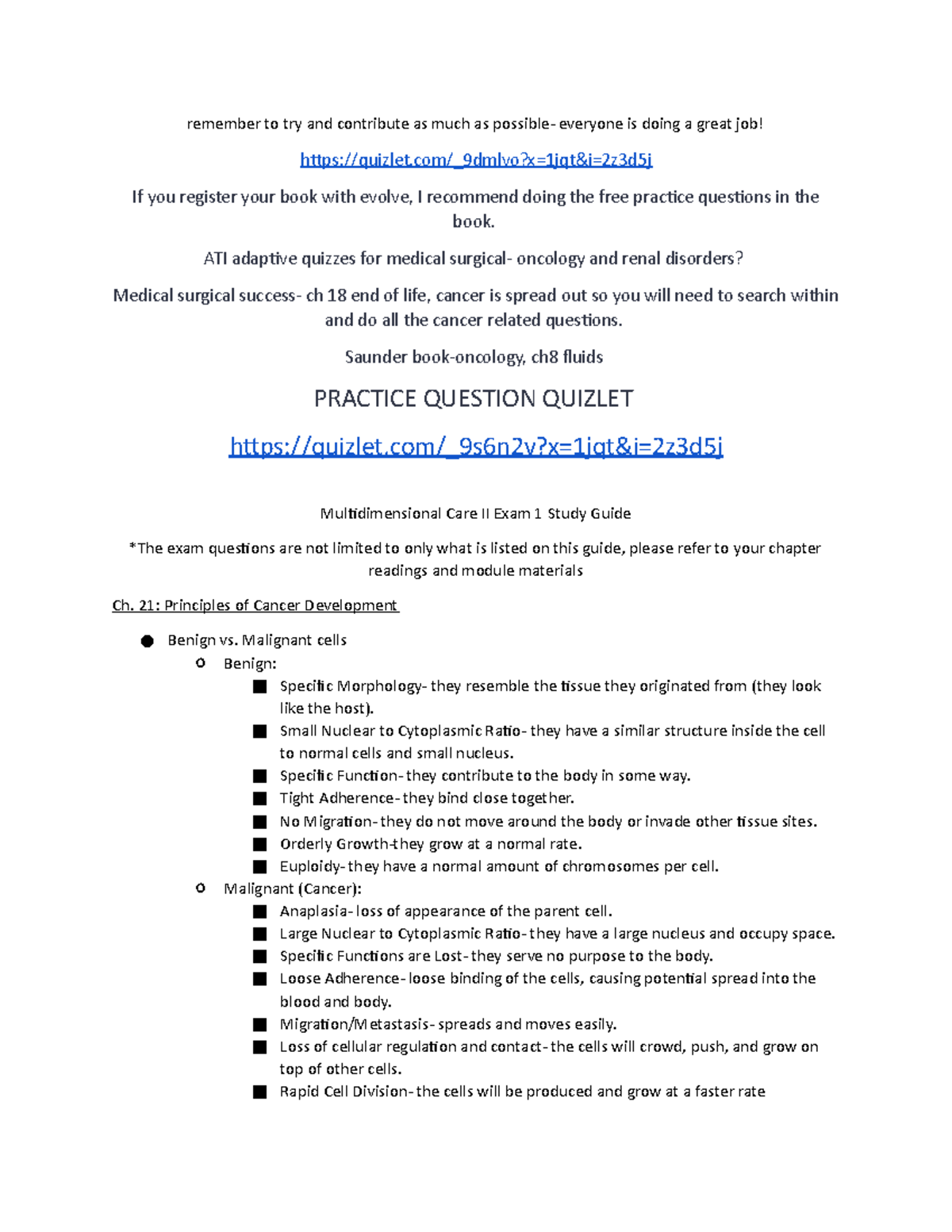 Multidimensional Care II Exam 1 Study Guide 2021 - remember to try and ...