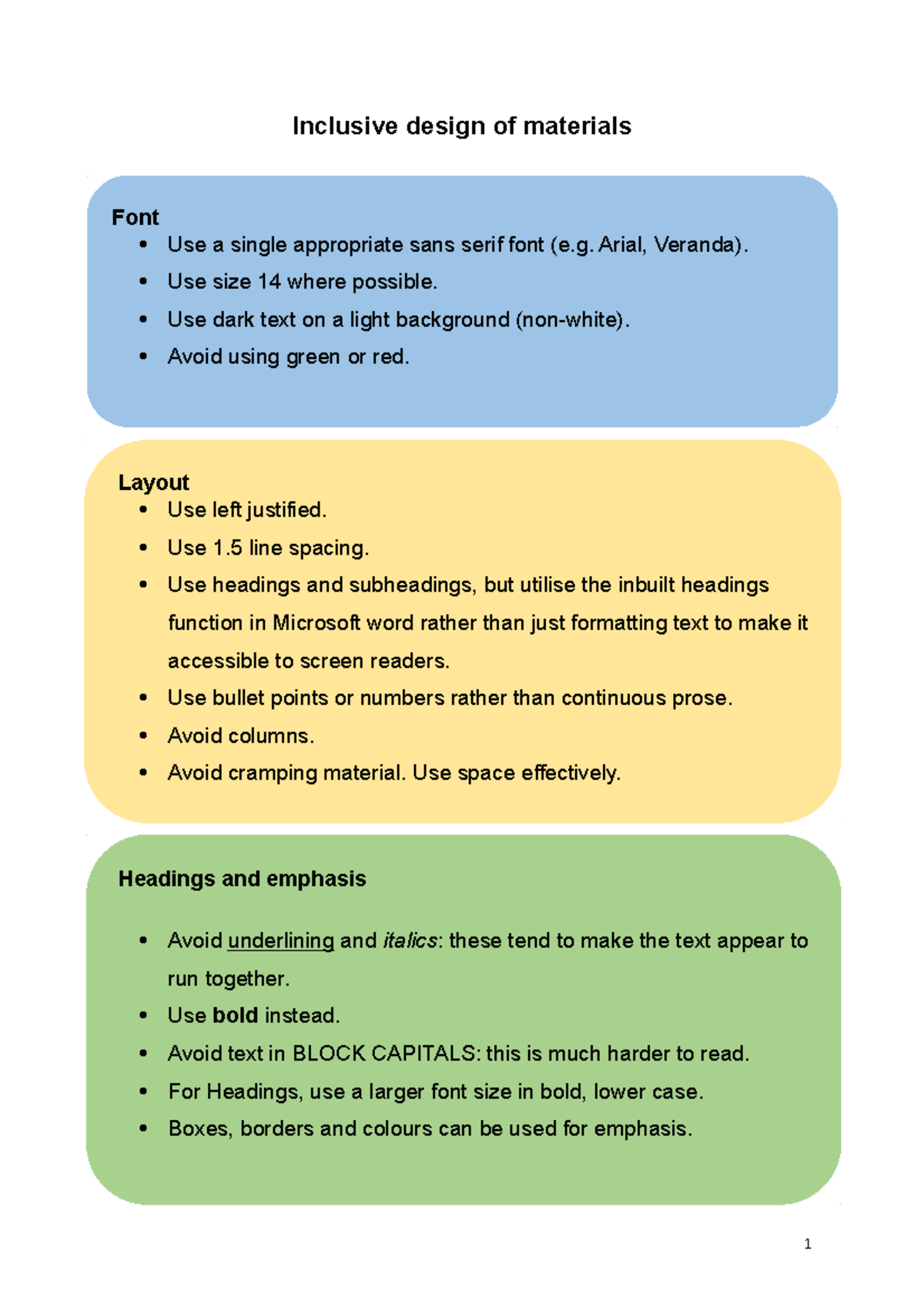 Inclusive design of materials handout - Inclusive design of materials ...