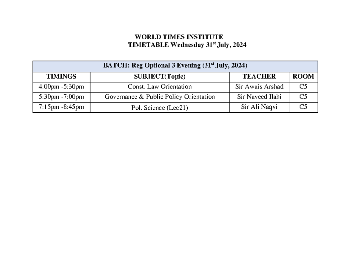 Optional 3 Eve 31-07-2024 - public policy - WORLD TIMES INSTITUTE ...