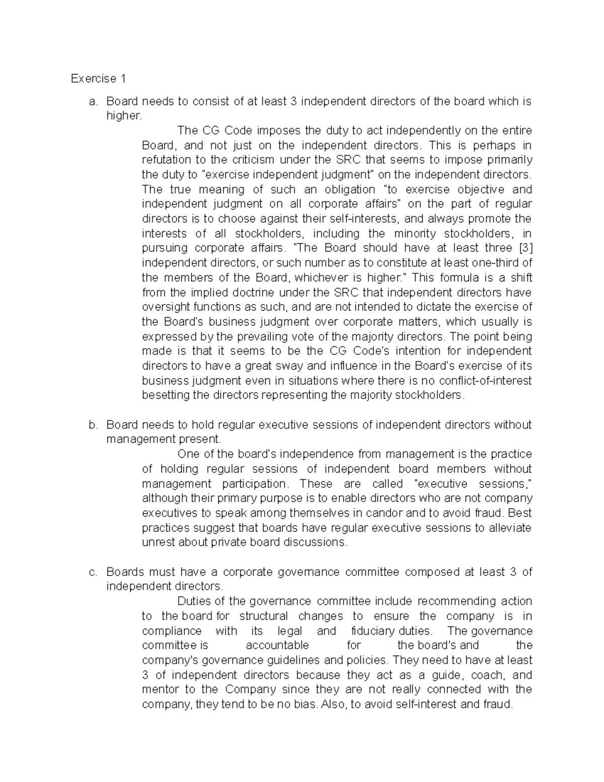 Quiz-acca109 - QUIZ - Exercise 1 a. Board needs to consist of at least ...