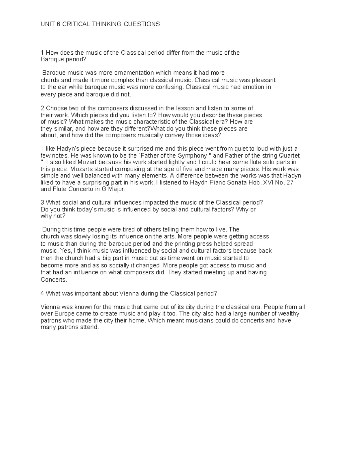 UNIT 6 Critical Thinking Questions - UNIT 6 CRITICAL THINKING QUESTIONS ...