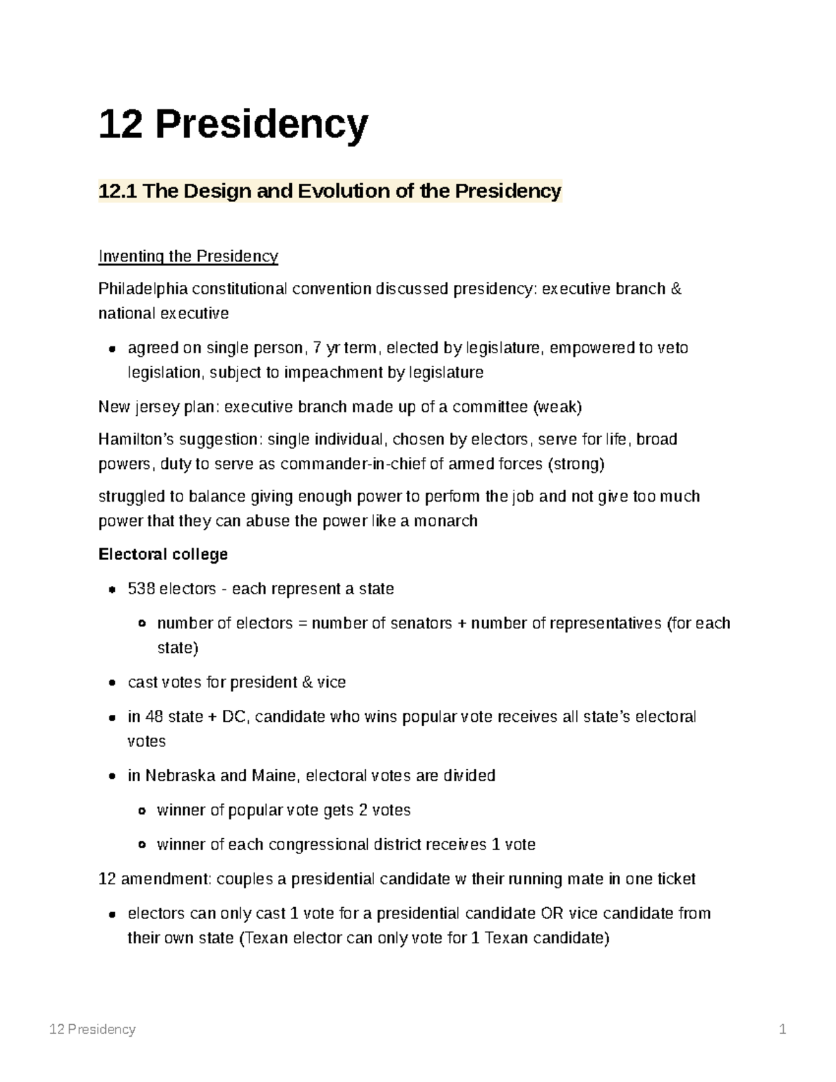 American Government 12 Presidency - 12 Presidency 12 The Design and ...