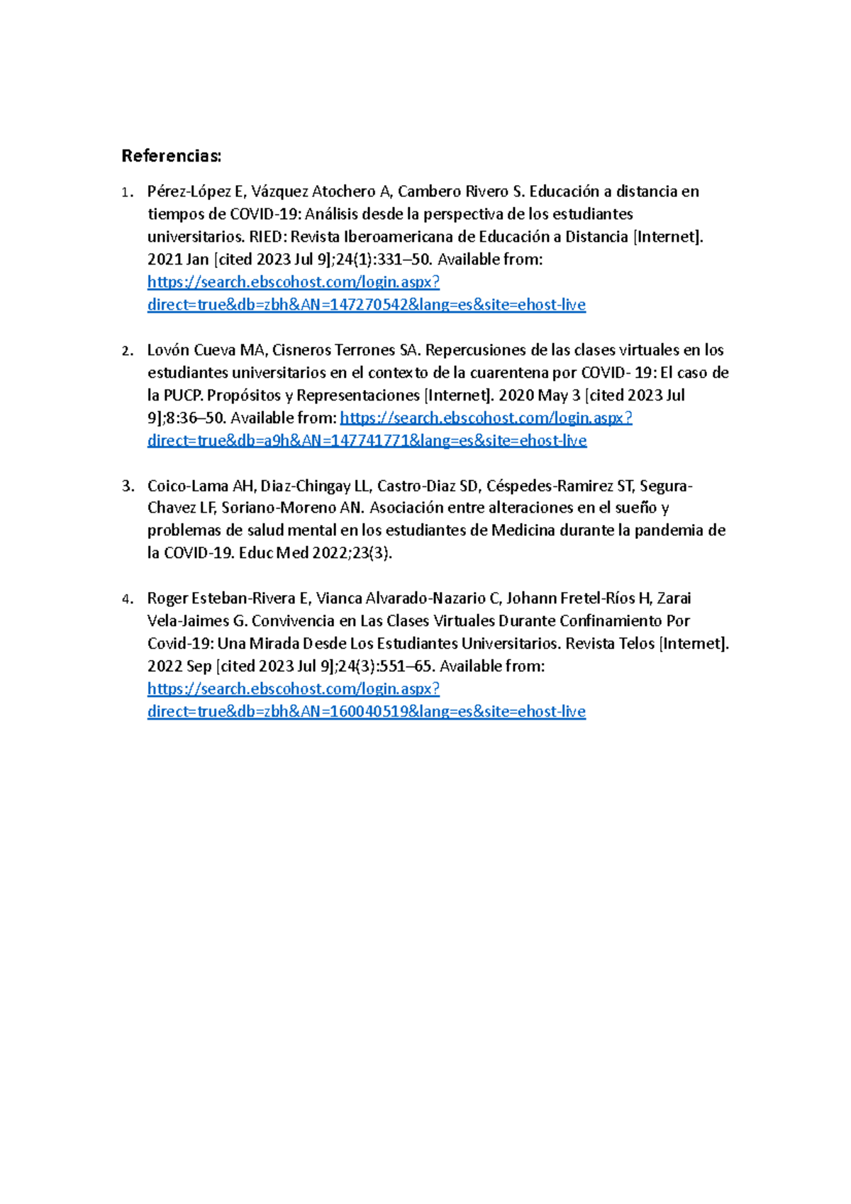 Referencias DE M - DASDSA - Referencias: 1. Pérez-López E, Vázquez ...