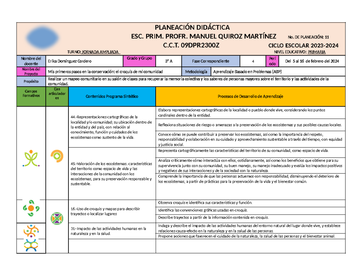 Del 5 al 16 de febrero del 2024 Proyecto. Mis primeros pasos en la conservaciòn - PLANEACIÓN ...