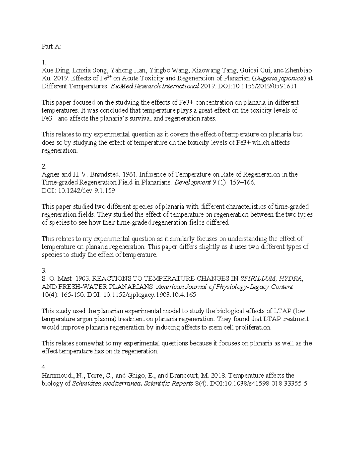 Scientific Literature Search Assignment - Part A: 1. Xue Ding, Linxia ...