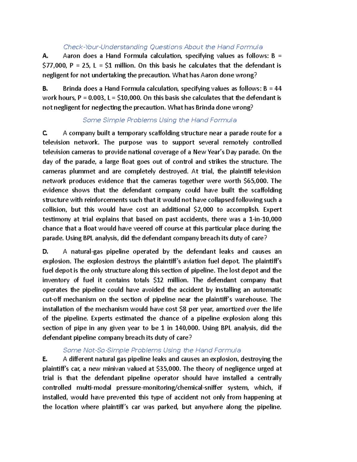 Tort law m38 - Tort law - Check-Your-Understanding Questions About the ...