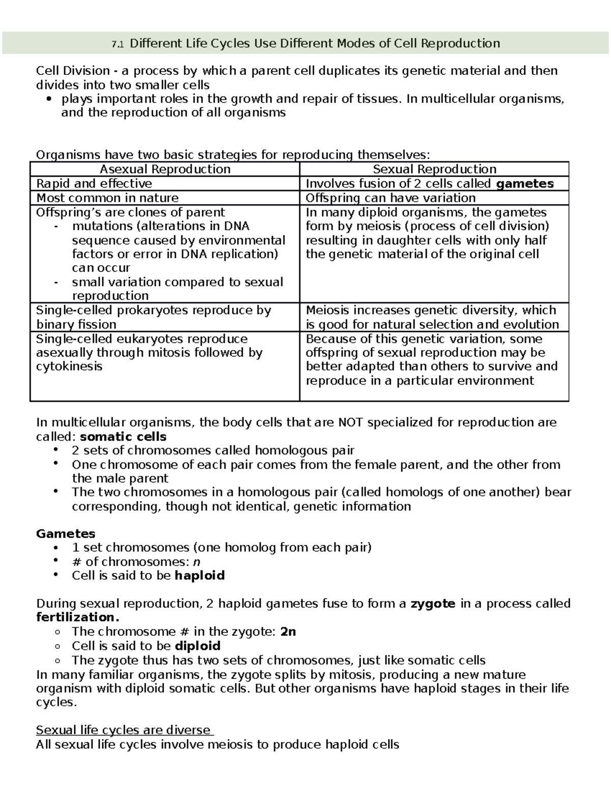 Genetics Book Notes - 7 Life Cycles Use Different Modes of Cell ...