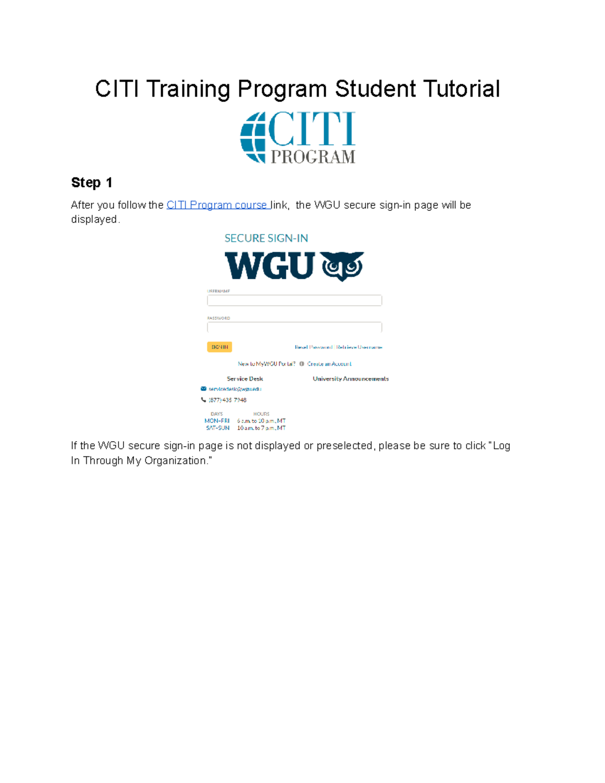 C361 CITI Training Program Student Tutorial - CITI Training Program Student Tutorial Step 1 ...