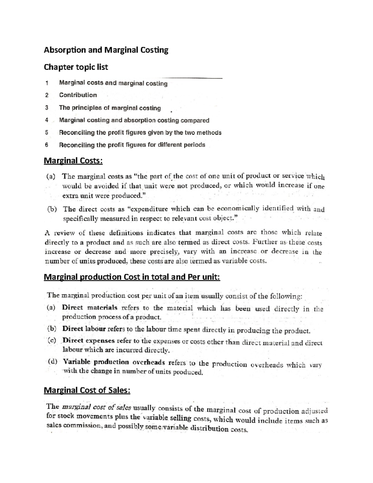 Absorption and Marginal costing theory - Absorption and Marginal ...