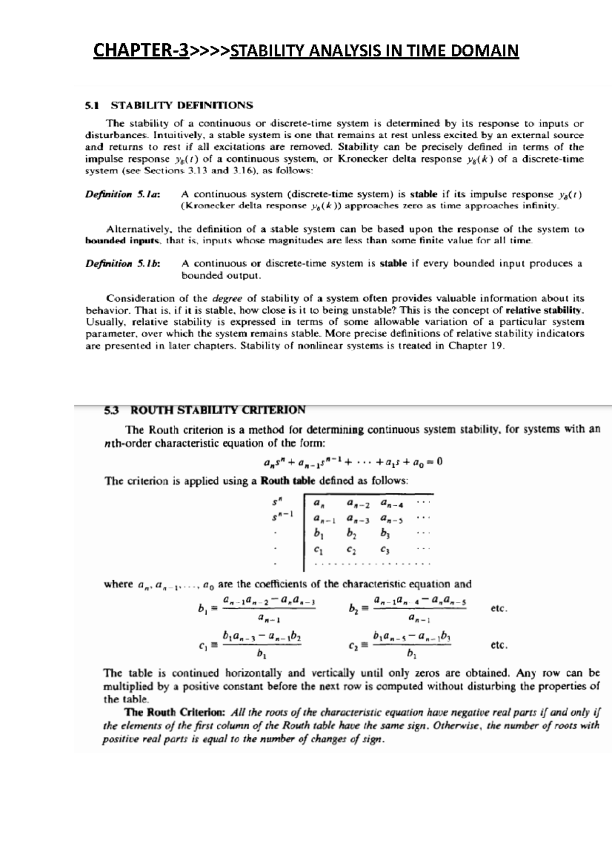 C-3 - control systems chepte -3 stability analysis in time domain ...