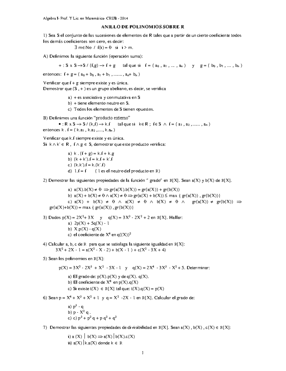5. TP Polinomios - gfffffffffffff - ANILLO DE POLINOMIOS SOBRE R Sea S ...