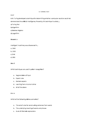 AI Assignment - Table of Content SECTION A Question 1 - Studocu