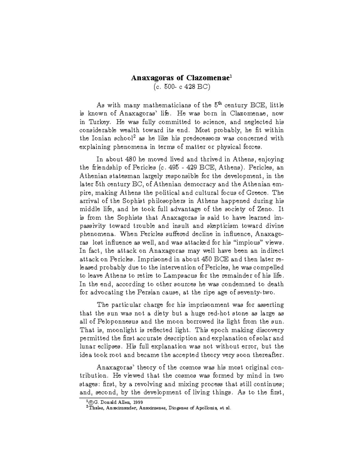Greek-anaxagor - anaxagor math greek - Anaxagoras of Clazomenae 1 (c ...