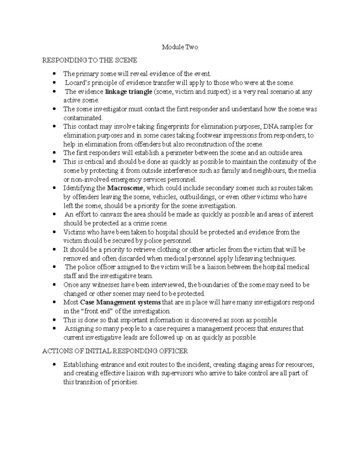Module Two - Module Two RESPONDING TO THE SCENE The primary scene will ...
