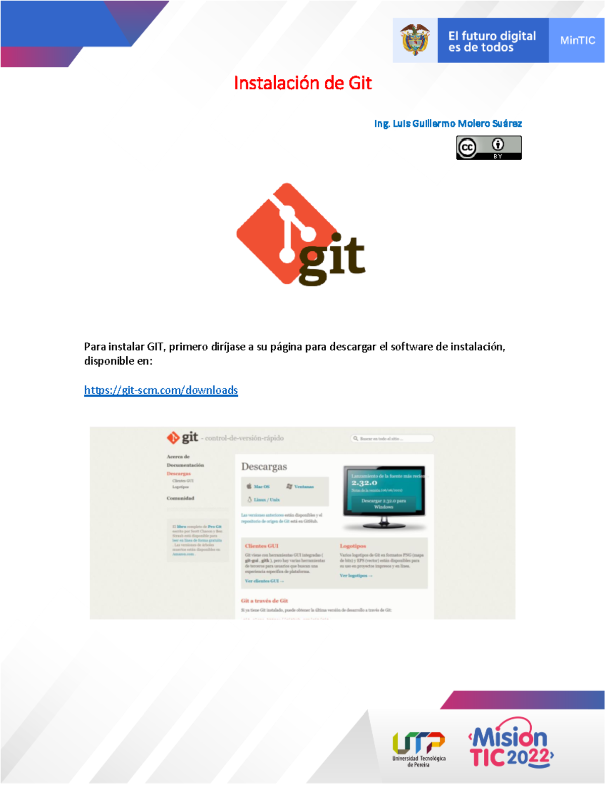 02 GIT Installation - Practica a desarrollar - programacion - InstalaciÛn de Git Ing. Luis ...