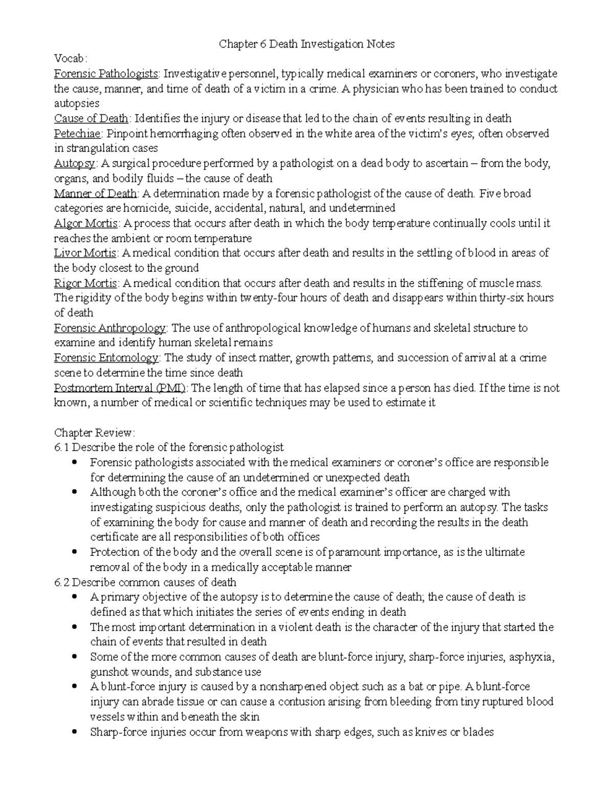 Chapter 6 Death Investigation Notes - A physician who has been trained ...