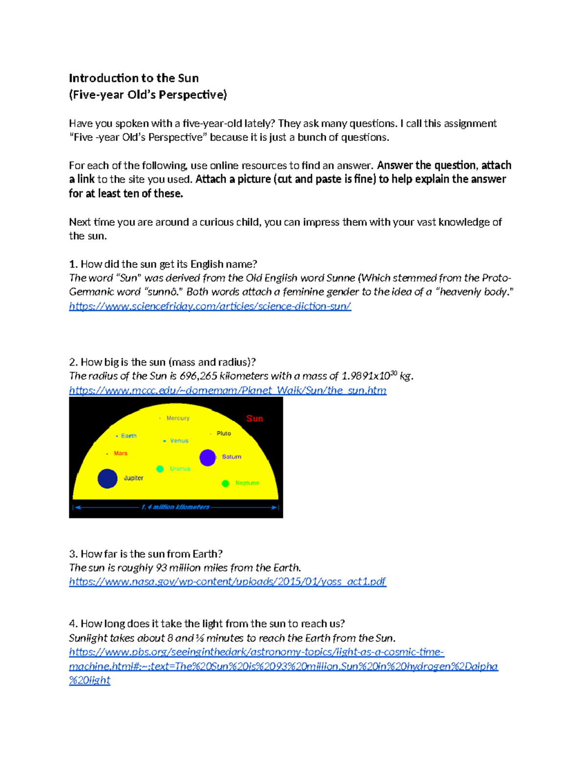 Introduction to the Sun - Introduction to the Sun (Five-year Old’s ...