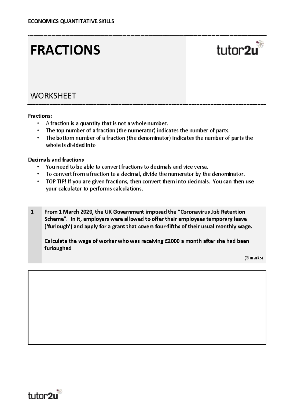 2 Fractions-worksheet-questions-v2 - FRACTIONS WORKSHEET Fractions: • A ...
