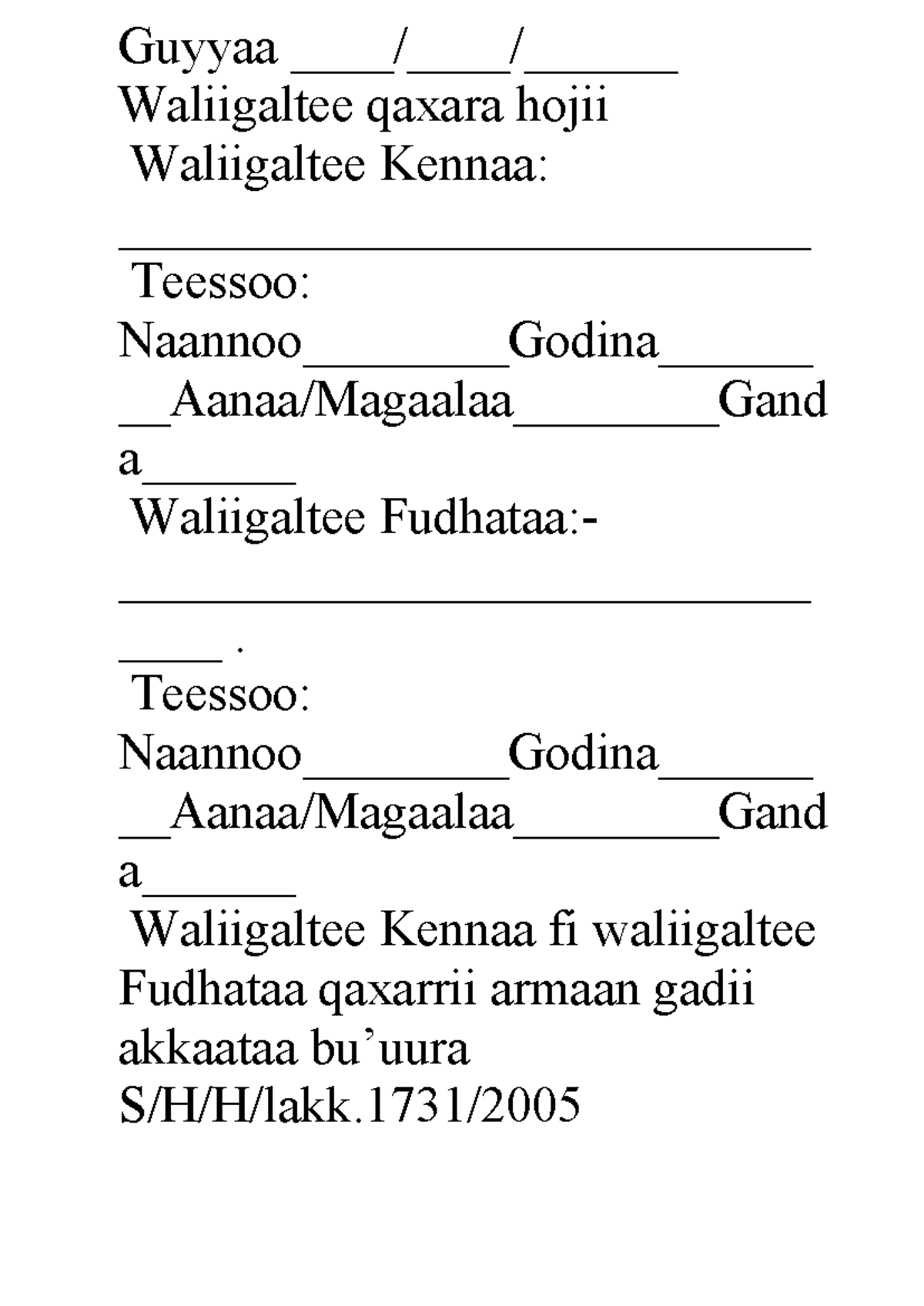 Guyyaa - www.course - Guyyaa //______ Waliigaltee qaxara hojii ...