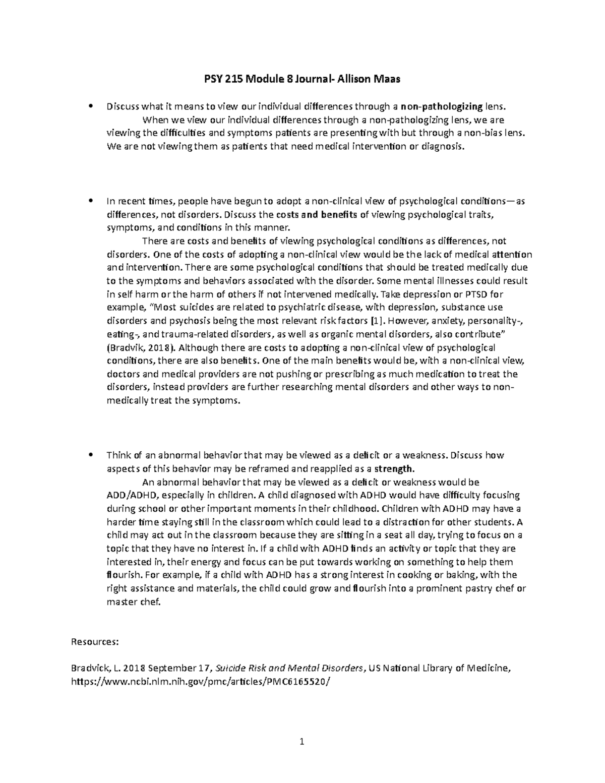 PSY 215 Module Eight Activity - PSY 215 Module 8 Journal- Allison Maas ...