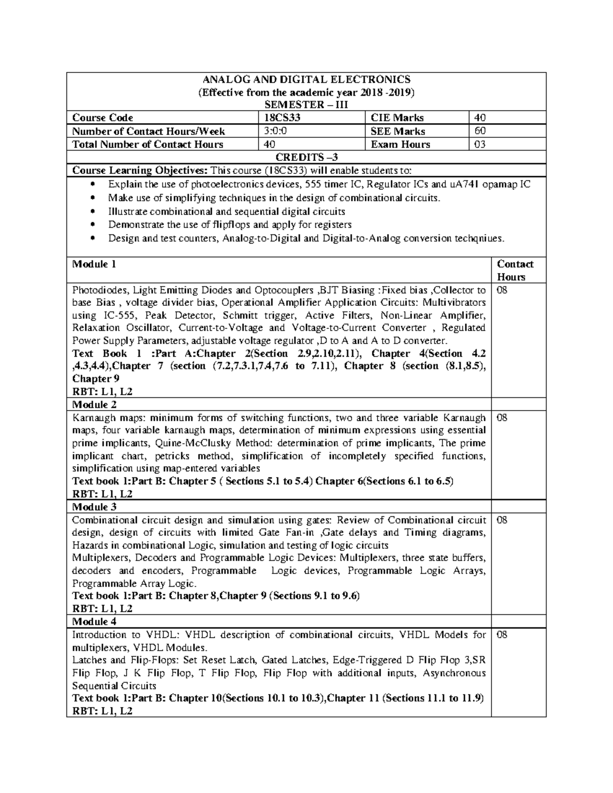 ADE Syllubus - ANALOG AND DIGITAL ELECTRONICS (Effective from the ...