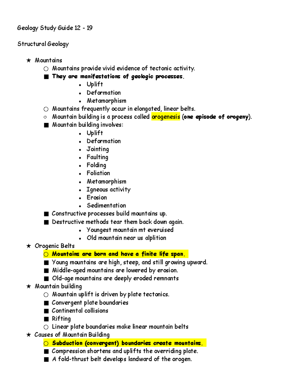 Gwens version Geology study guide 12 - 19 - Geology Study Guide 12 - 19 ...