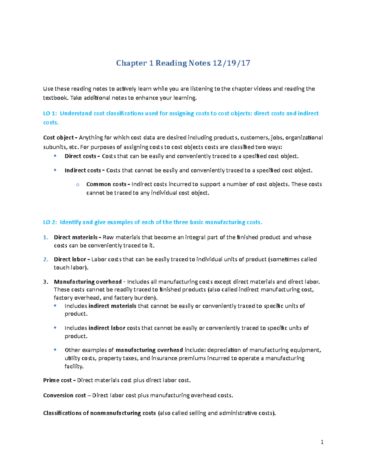 Chapter 1 Reading Notes - Chapter 1 Reading Notes 12/19/ Use these ...
