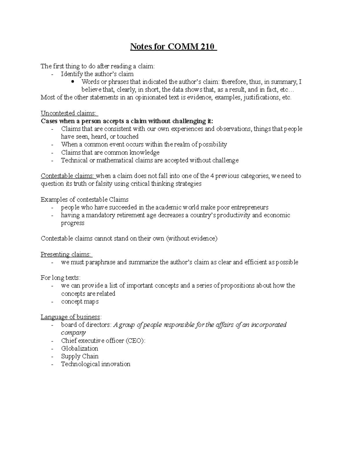 Notes for COMM 210 - Best COMM 210 Full Resume - Notes for COMM 210 The ...