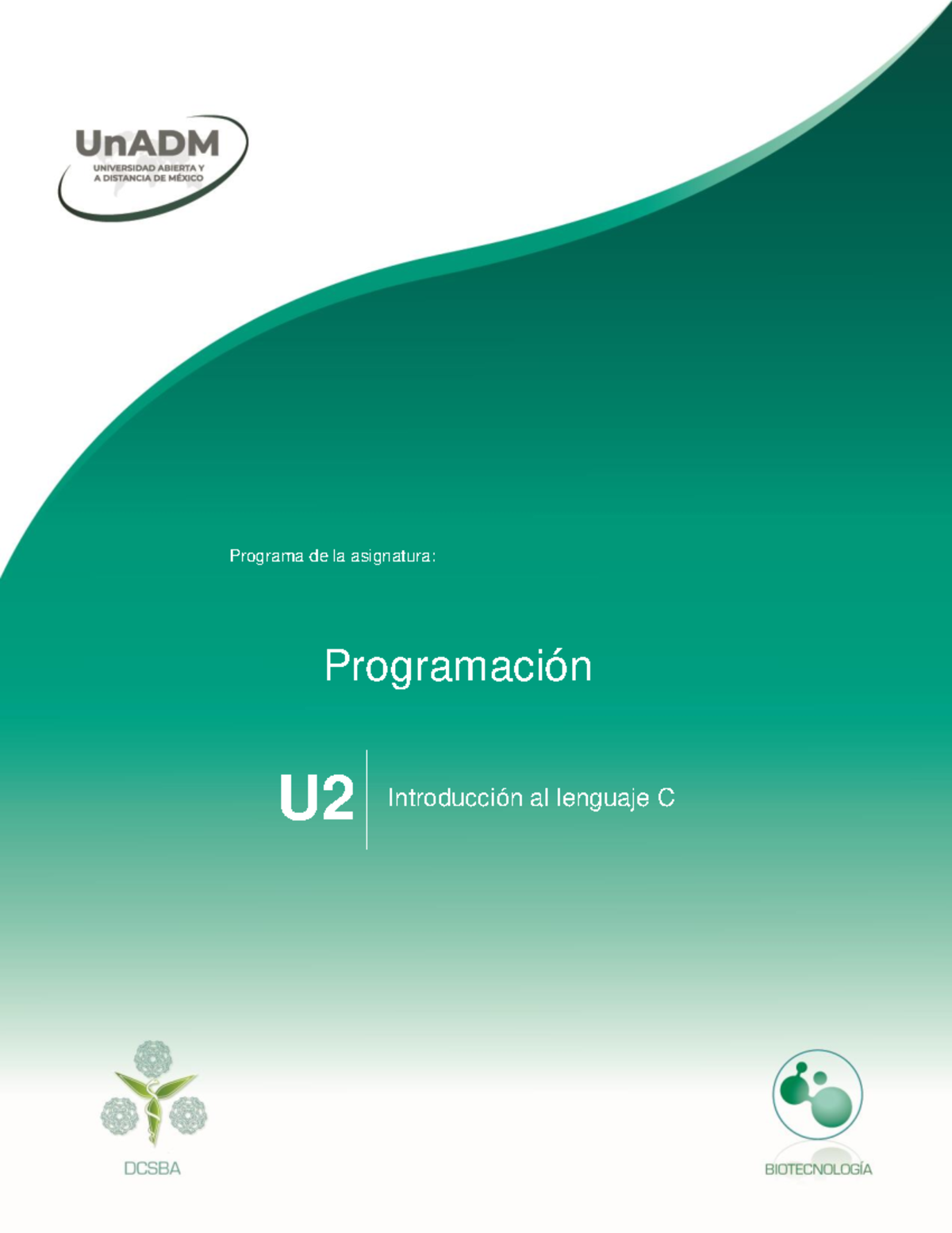 BPRG U2 Contenido - U Introducción al lenguaje C Programación ...
