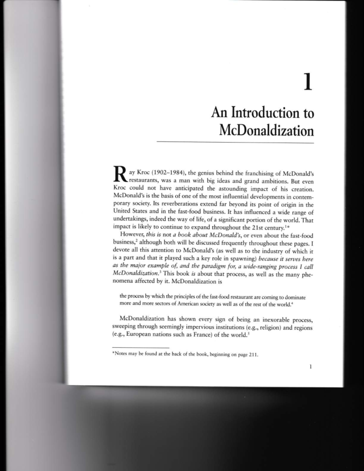 Ritzer chapter 1 - material to help students learn and understand what is being taught in the ...