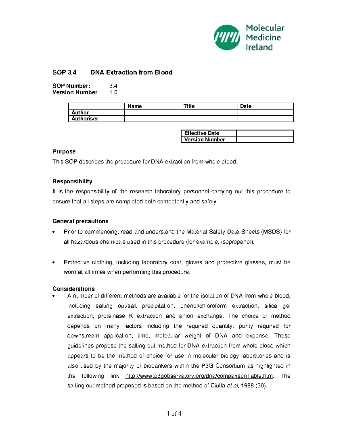 SOP 3.04 DNA Extraction from Blood - SOP 3 DNA Extraction from Blood ...