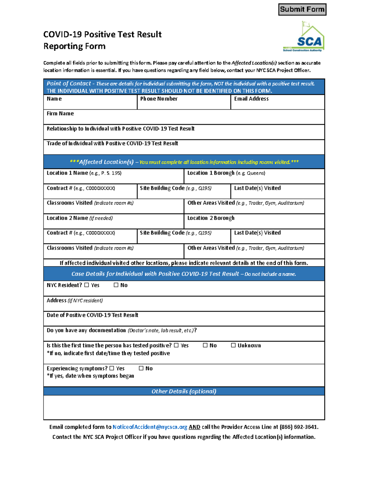 Covid-19Reporting Form Final distributed - COVID- 19 Positive Test ...