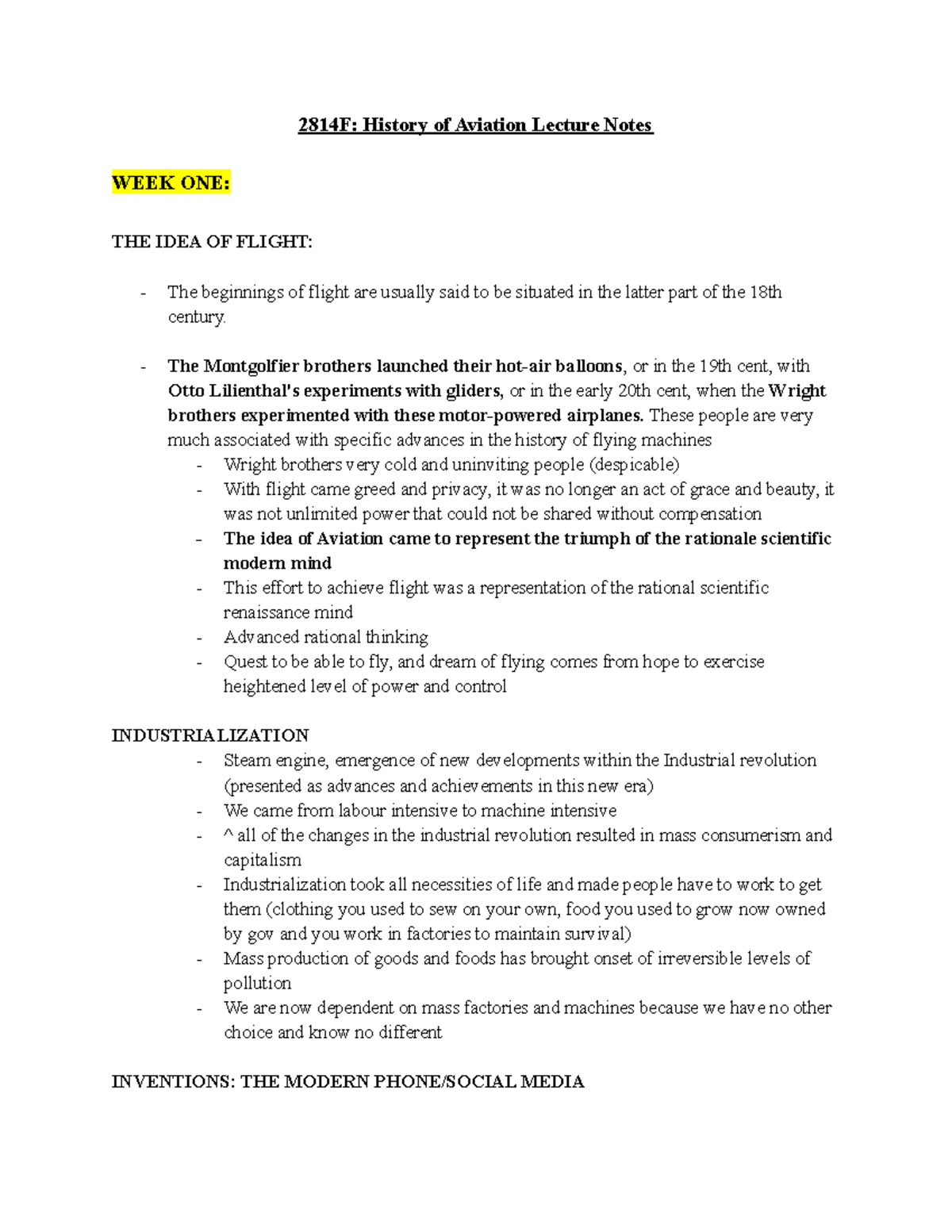 History of Aviation Lecture Notes - The Montgolfier brothers launched ...