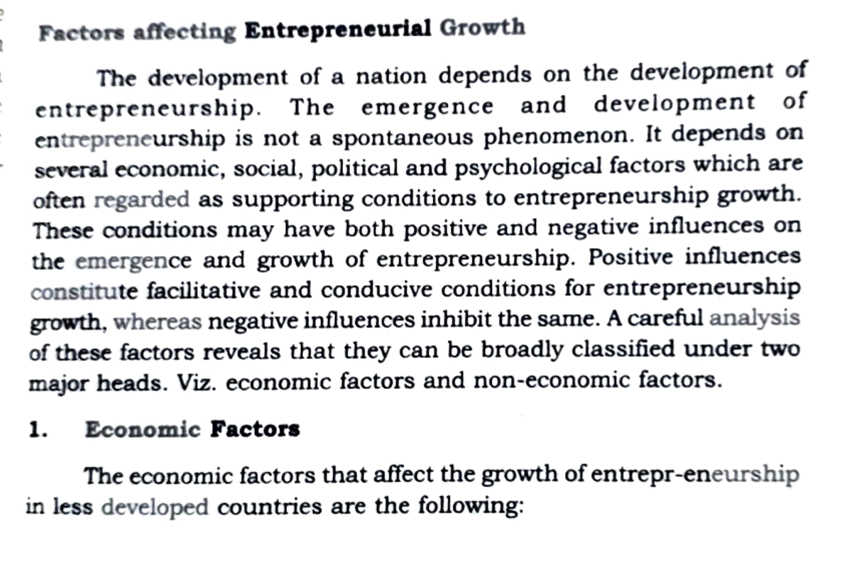 Factors of entrepreneurial Growth - Entrepreneurship Development And ...