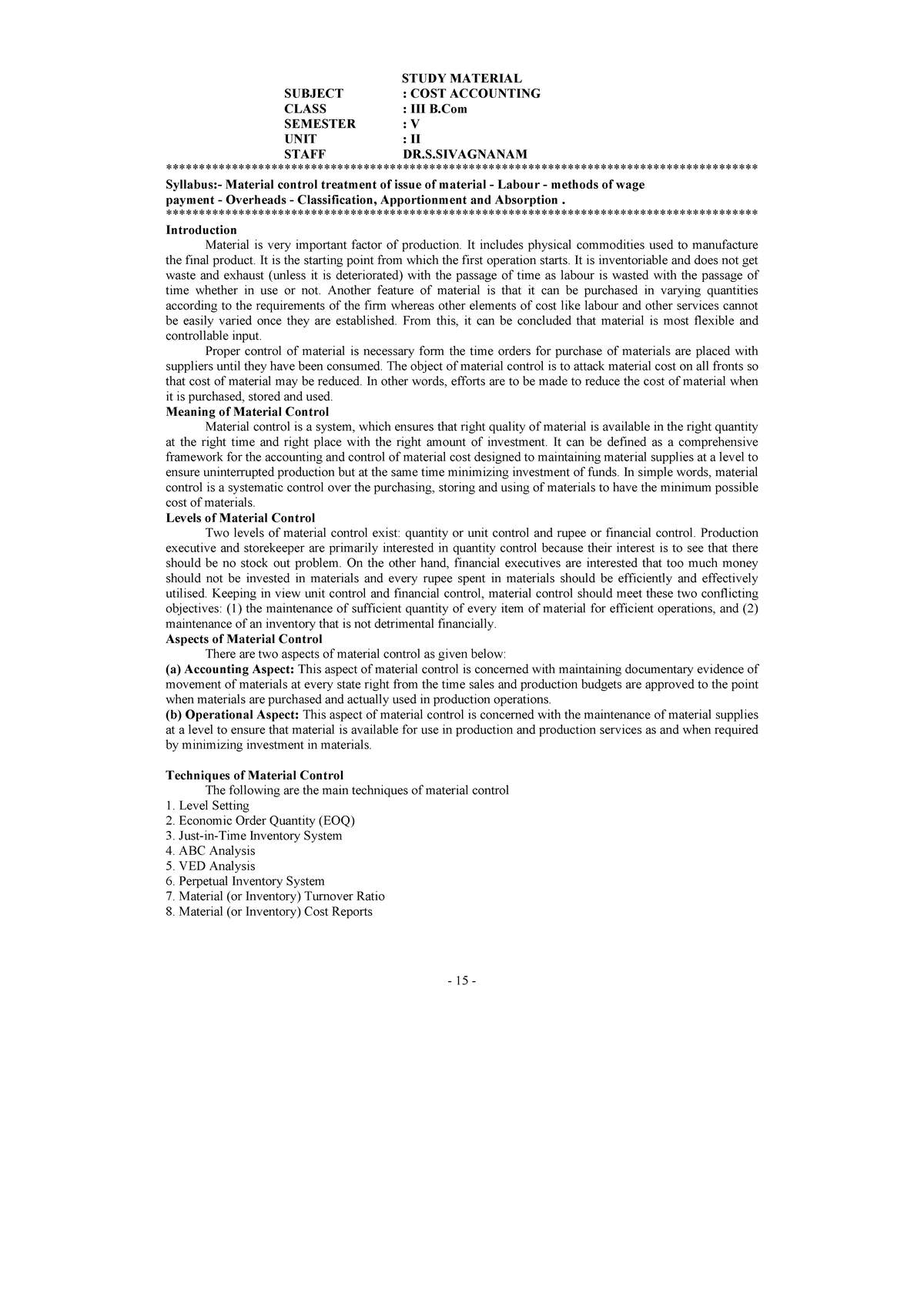 18BCO51C-U3 - cost accounting defnition - - Studocu