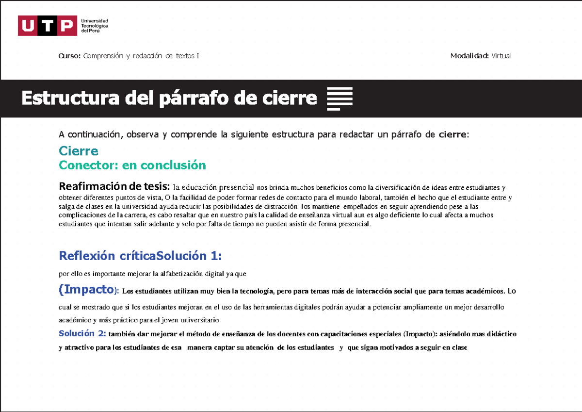 Cierre Semana 3 - ASSSSSSSSSSSSSS - Curso: Comprensión y redacción de ...