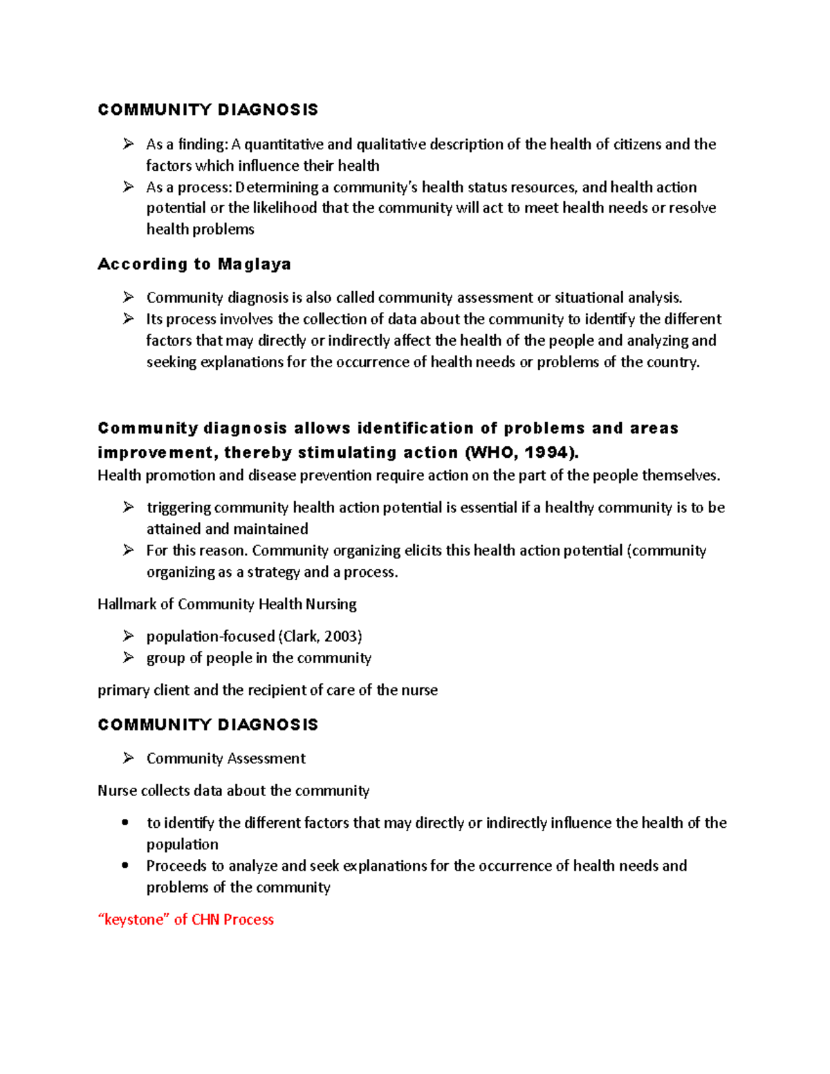 Community-diagnosis-lecture - COMMUNITY DIAGNOSIS As a finding: A ...