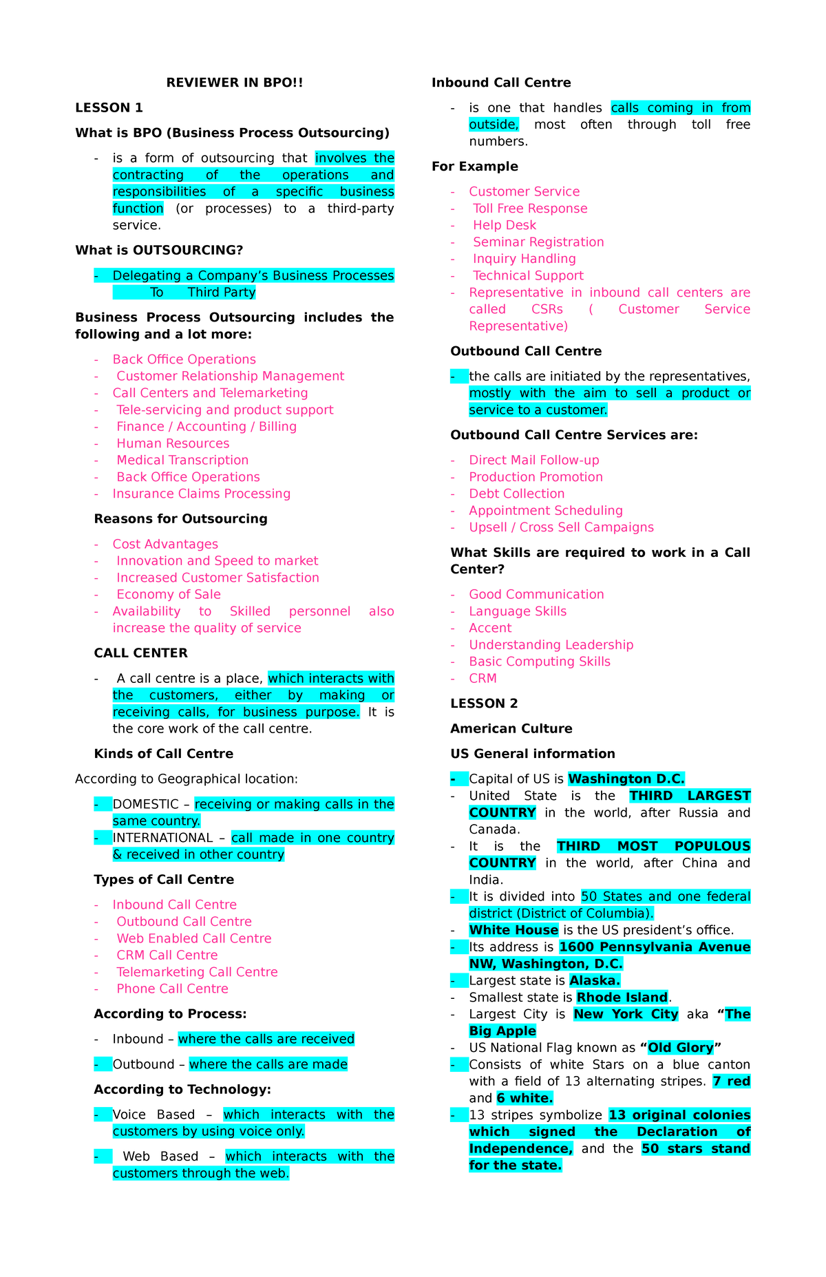 BPO Reviewer - lectures - REVIEWER IN BPO!! LESSON 1 What is BPO ...