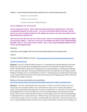 Module 7 Treatments and healing of mental illness - Materials Harvard ...